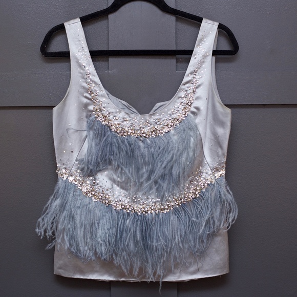 Dior | Tops | Christian Dior Boutique Silk Ostrich Feather Top | Poshmark